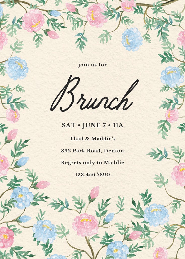 Climbing Blooms - Brunch & Lunch Invitation Template | Greetings Island
